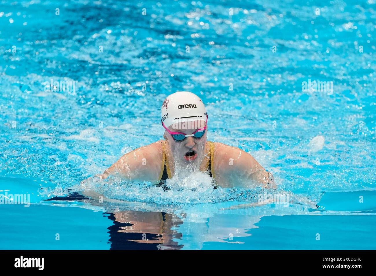 Lydia Jacoby swims during the Women's 100 breaststroke preliminary heat ...