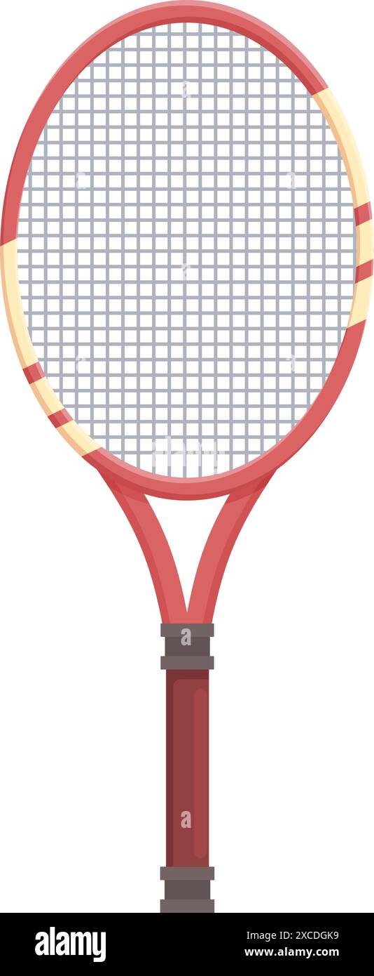 Red tennis racket standing up on white background, sports equipment for ...