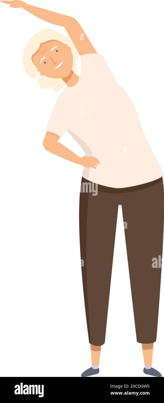 Senior woman stretching side, elderly person exercising, healthy ...