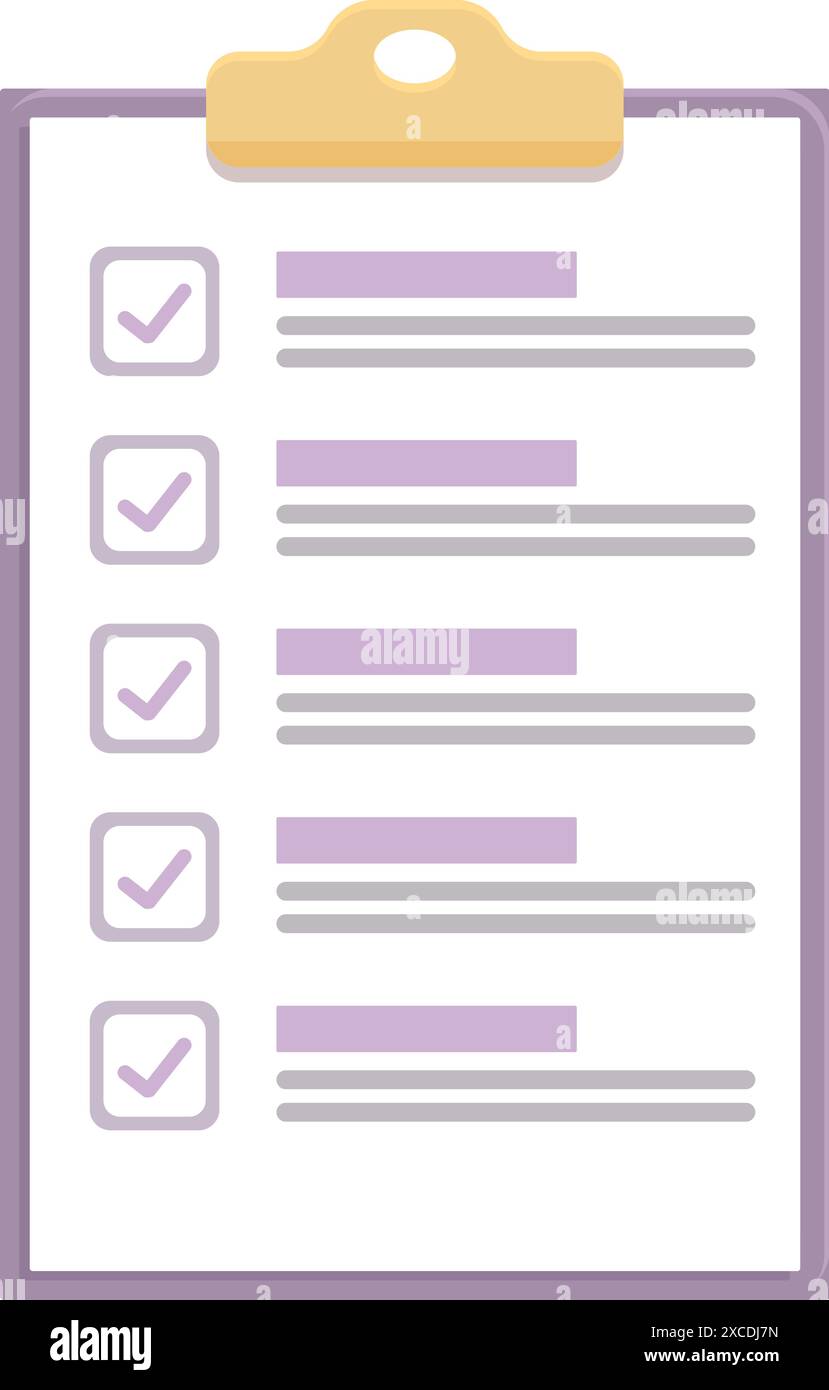 Clipboard is displaying a completed checklist, with each item marked with a check mark and a ...