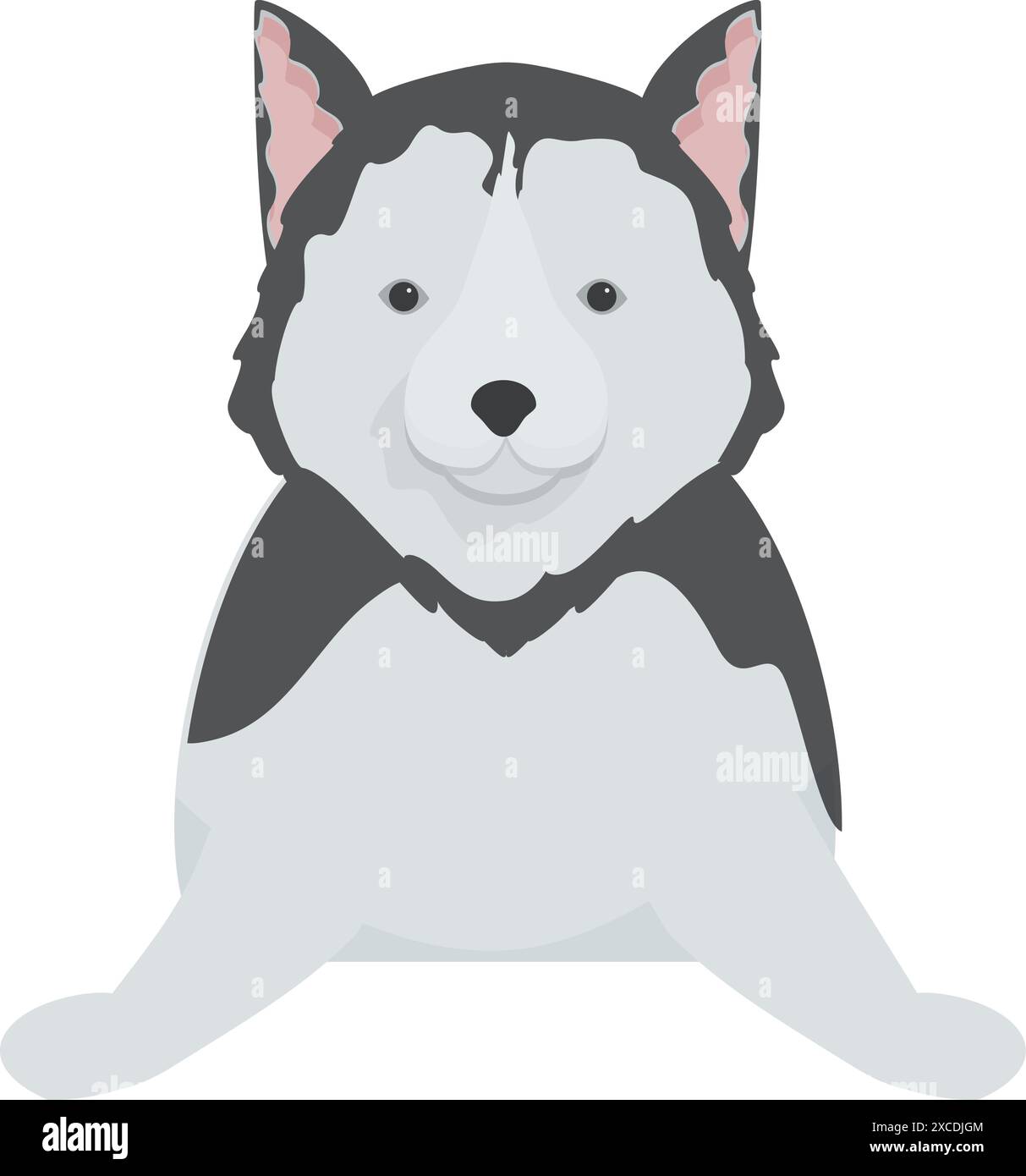 Adorable cartoon husky dog lying down with its front legs extended ...