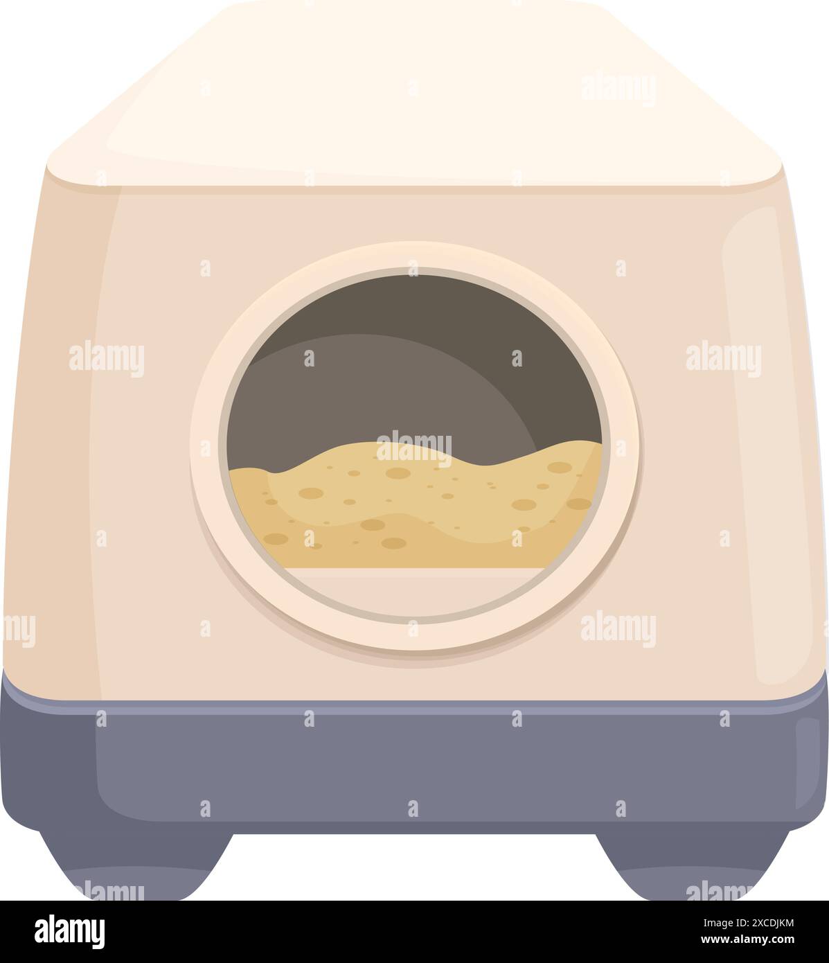 Modern cat litter box is filled with clumping clay litter, providing a ...