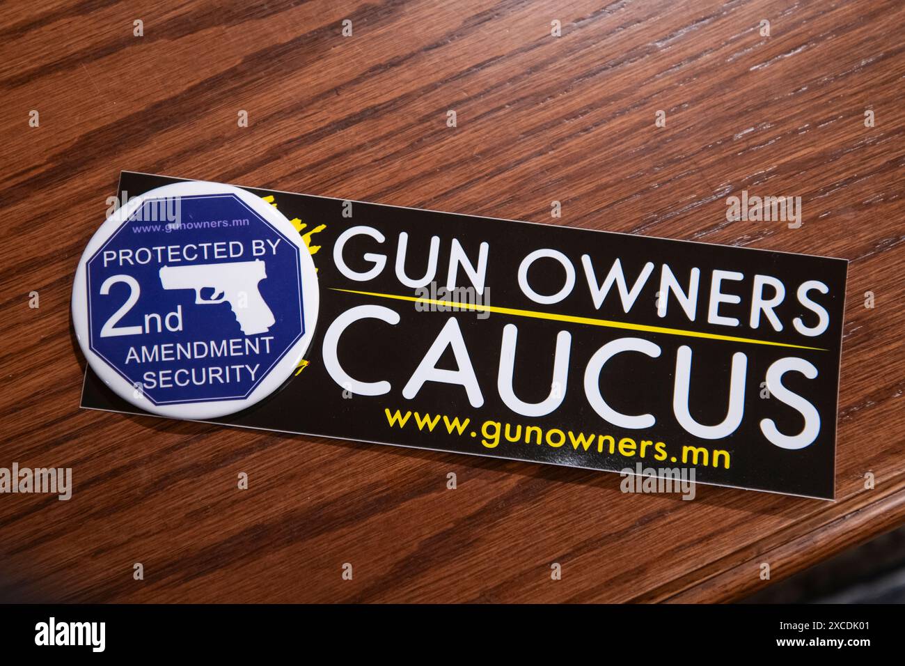 St. Paul, Minnesota. State capitol. Gun owners caucus. Button and ...