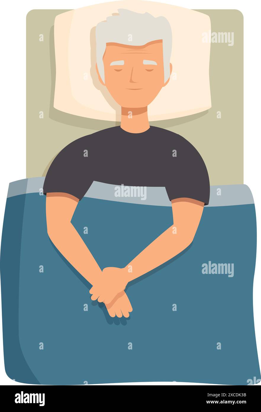 Elderly man resting in bed with his hands folded hi-res stock ...