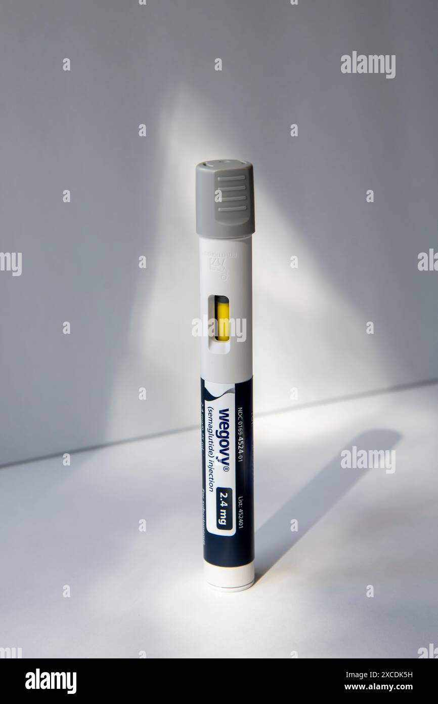 Still life of Wegovy an injectable prescription weight loss medicine ...