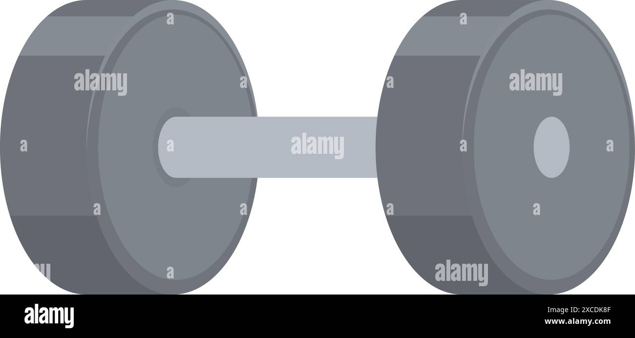 Simple gray dumbbell is lying horizontally, showing its full length ...