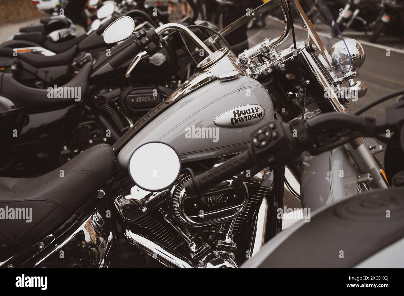 Italy, 09 June 2024: motorcycles of the legendary Harley Davidson brand ...