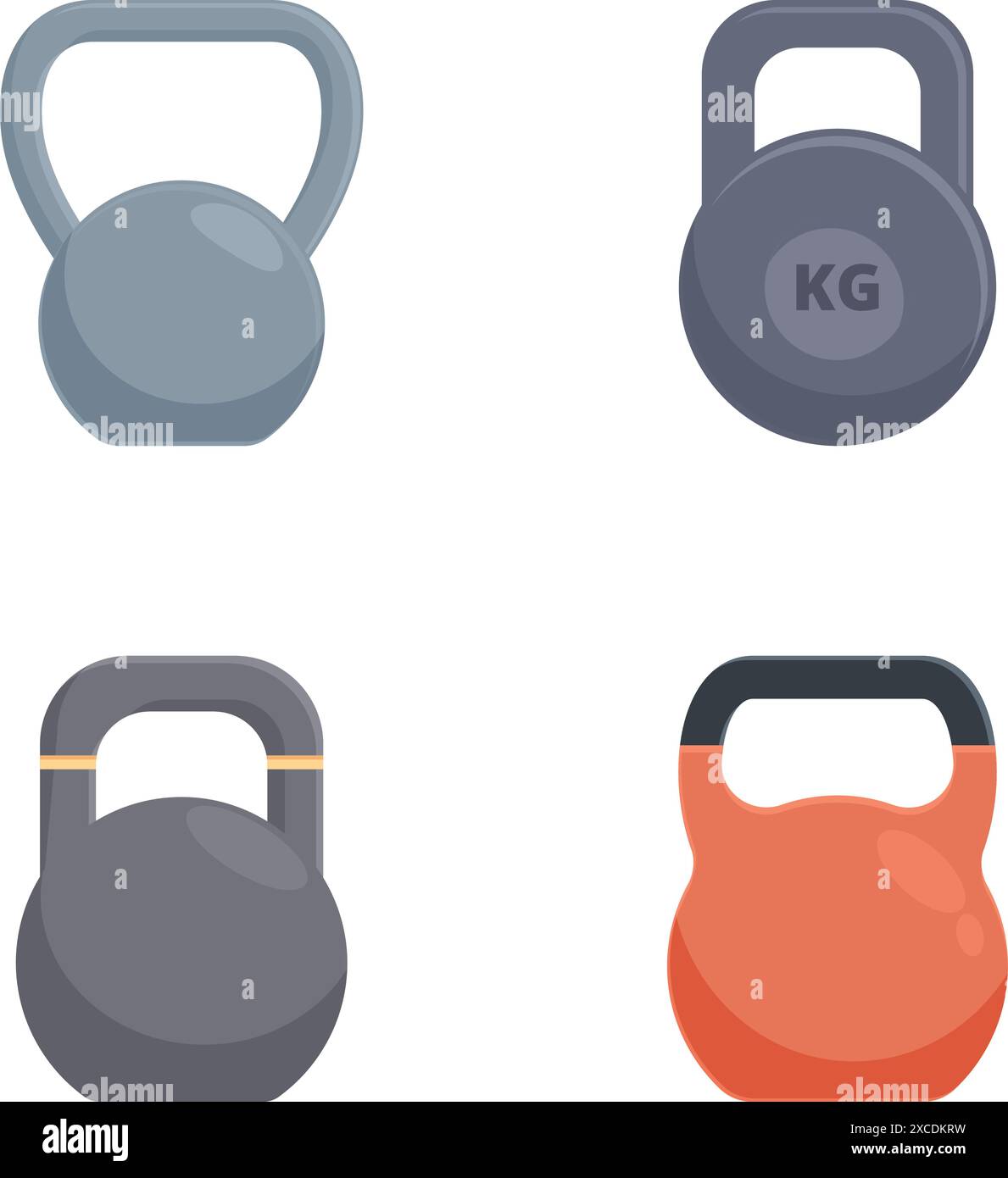 Collection of four colorful kettlebell icons, ideal for fitnessthemed ...