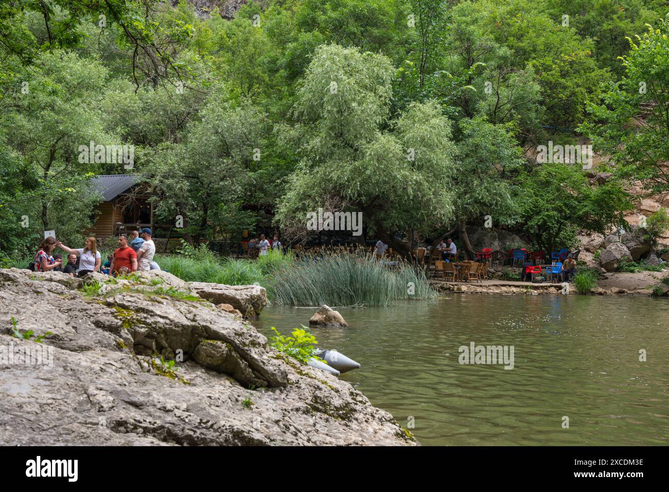 Mirusha, Kosovo - July 1. 2023: Tourists watching the Mirusha ...