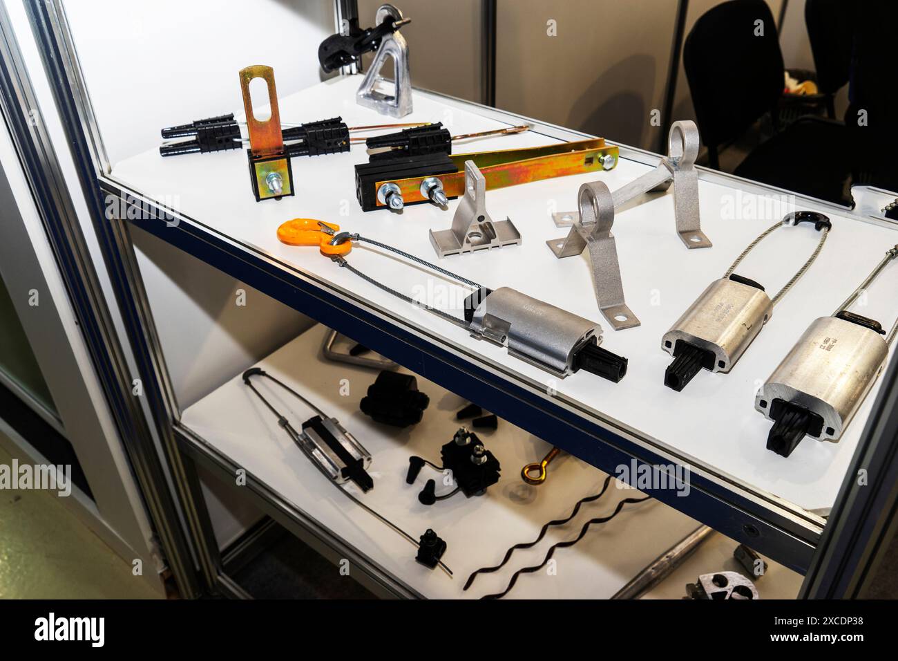 Various iron, glass, ceramic insulators for high-voltage power lines in ...