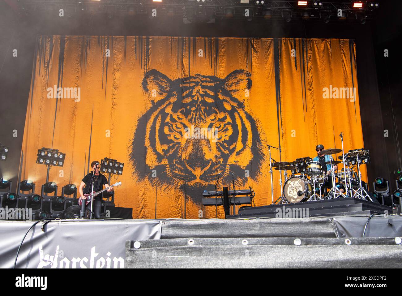 British rock duo, Royal Blood, performing at the Rock Im Park Festival ...