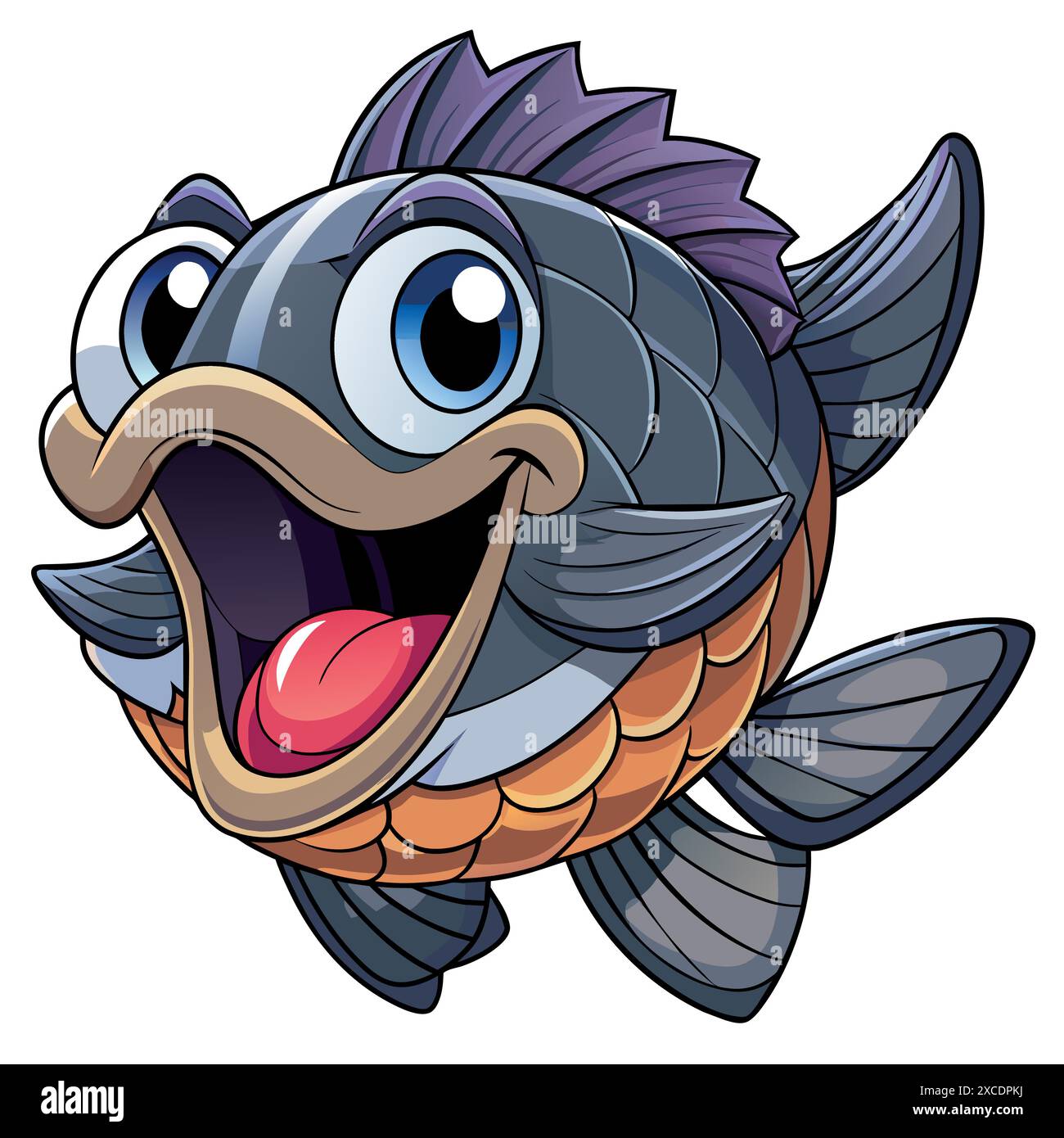 Black Crappie fish laughs vector kawaii. AI generated image. Clipart ...