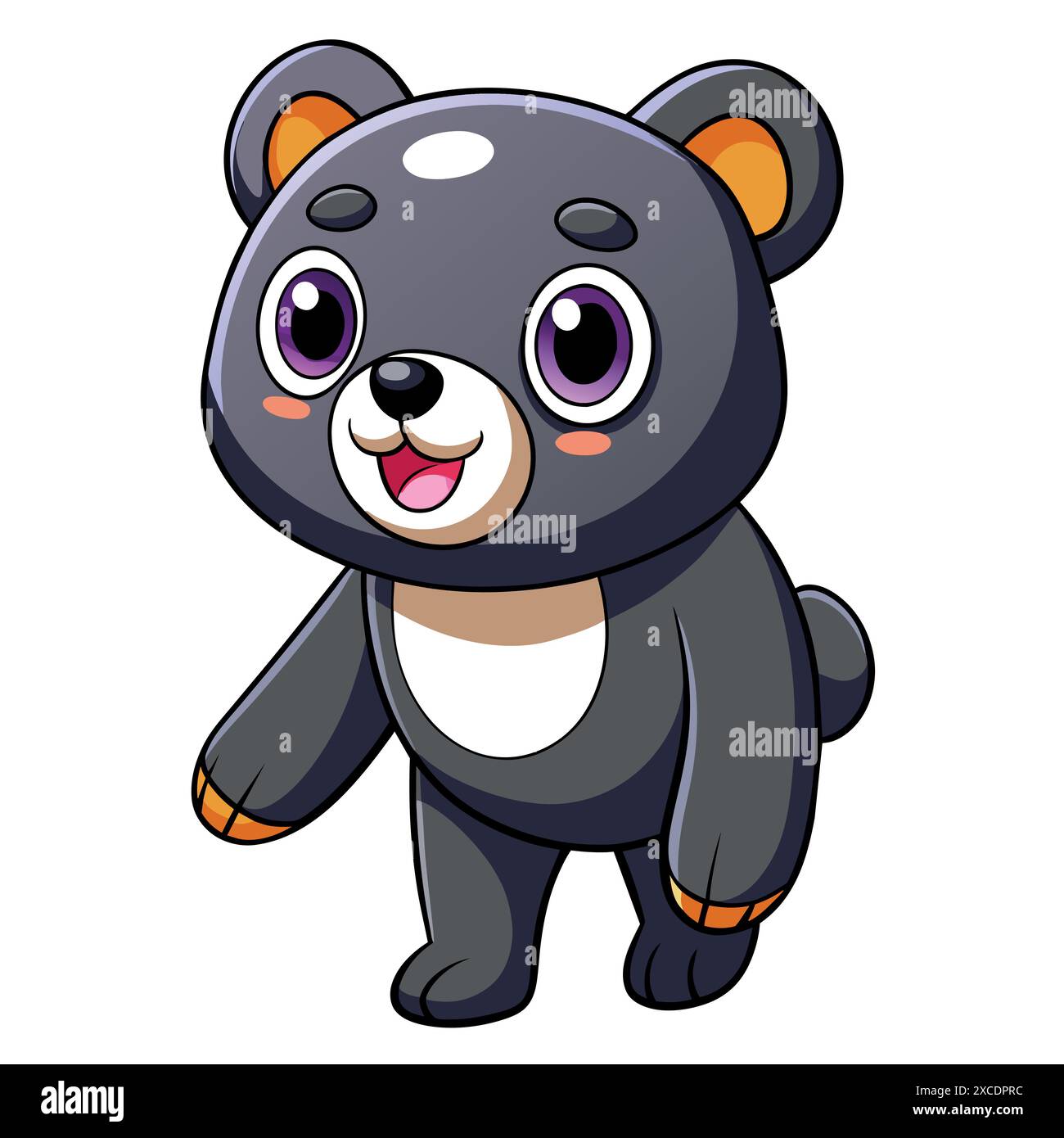 Black Bear walks vector kawaii. AI generated image. Clipart cartoon ...