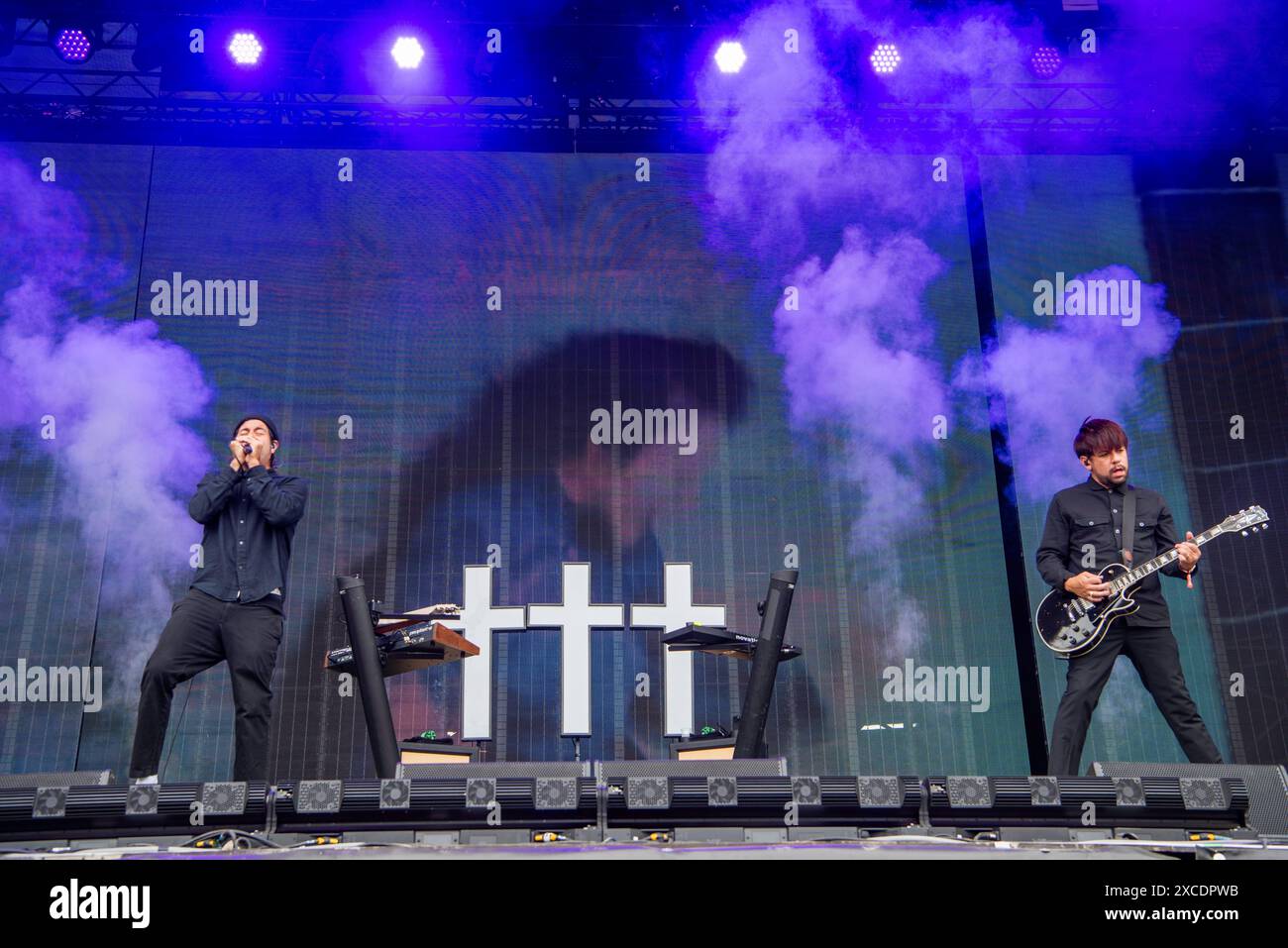American electronic rock band, Crosses +++, performing at the Rock Im ...