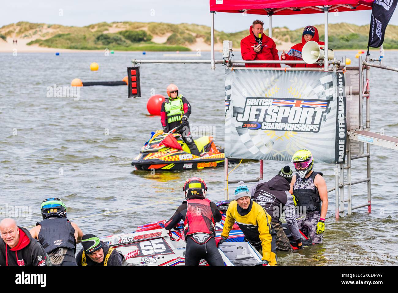 Riders prepare their jet skis for racing in round 3 of the British Jet ...