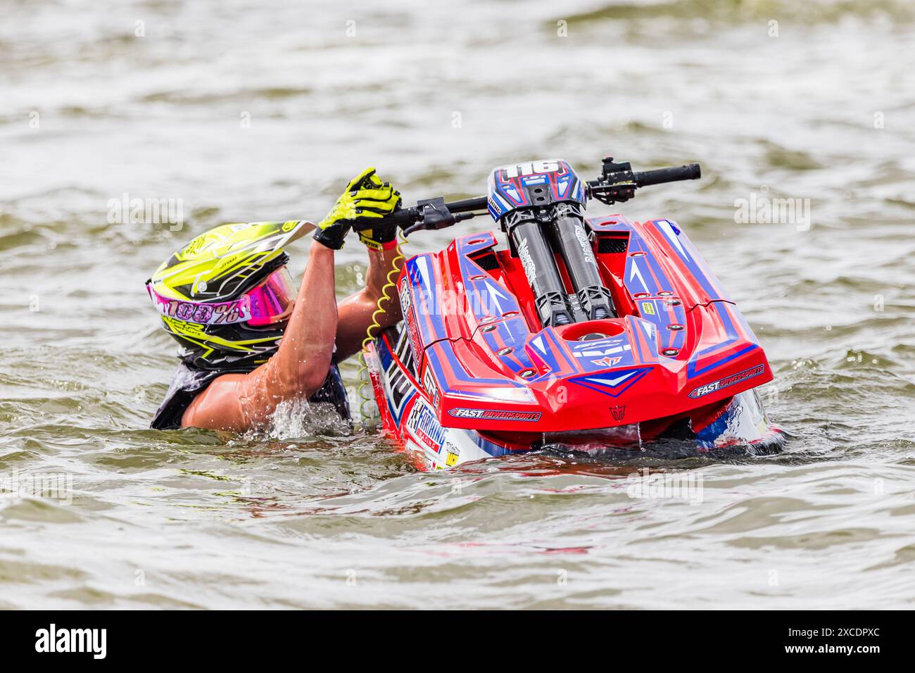 A rider on off his jet ski racing in round 3 of the British Jet Ski ...