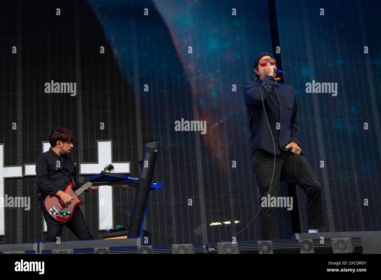American electronic rock band, Crosses +++, performing at the Rock Im ...