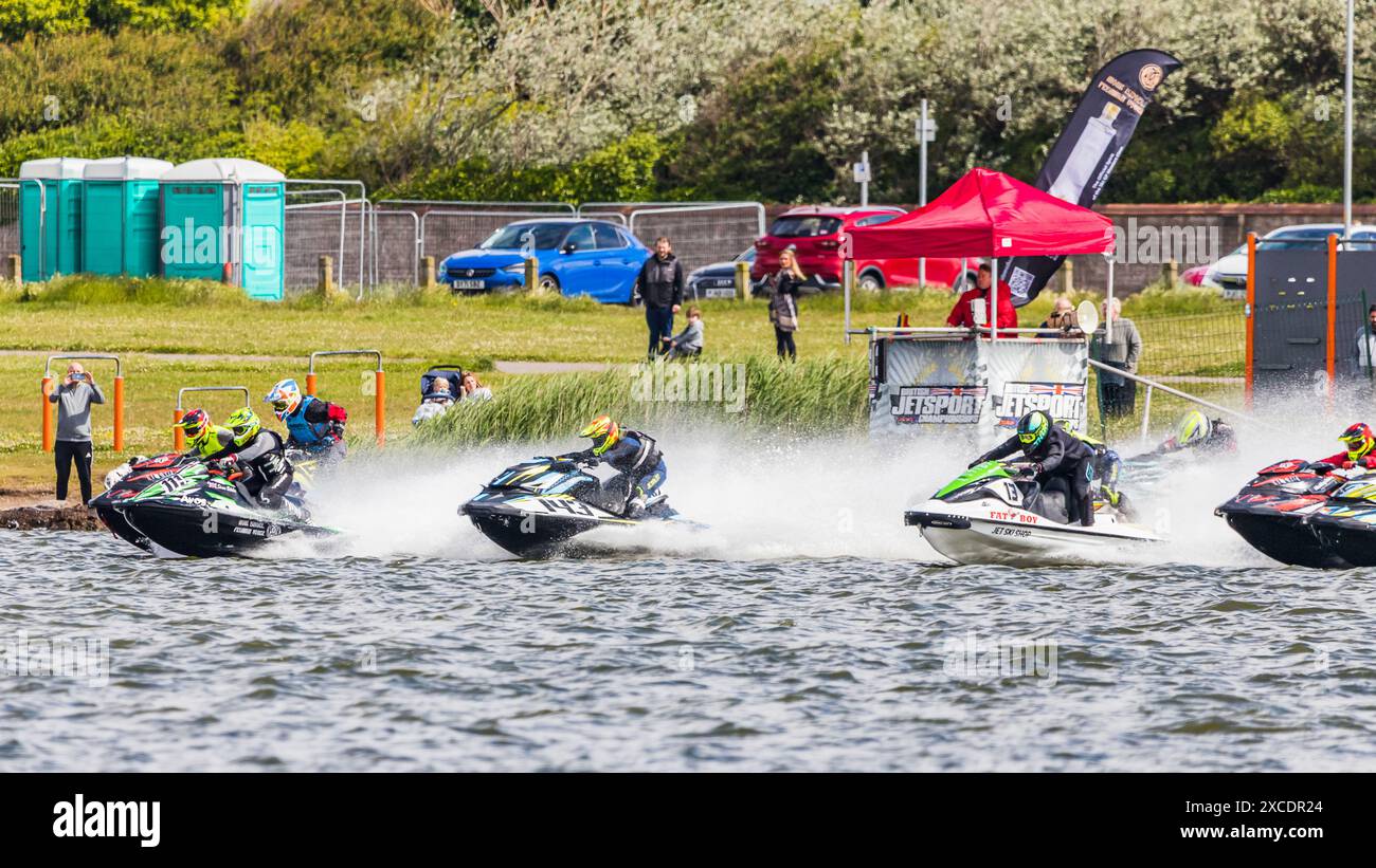 Riders on their jet ski racing in round 3 of the British Jet Ski racing ...