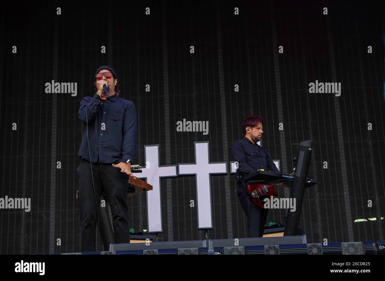 American electronic rock band, Crosses +++, performing at the Rock Im ...