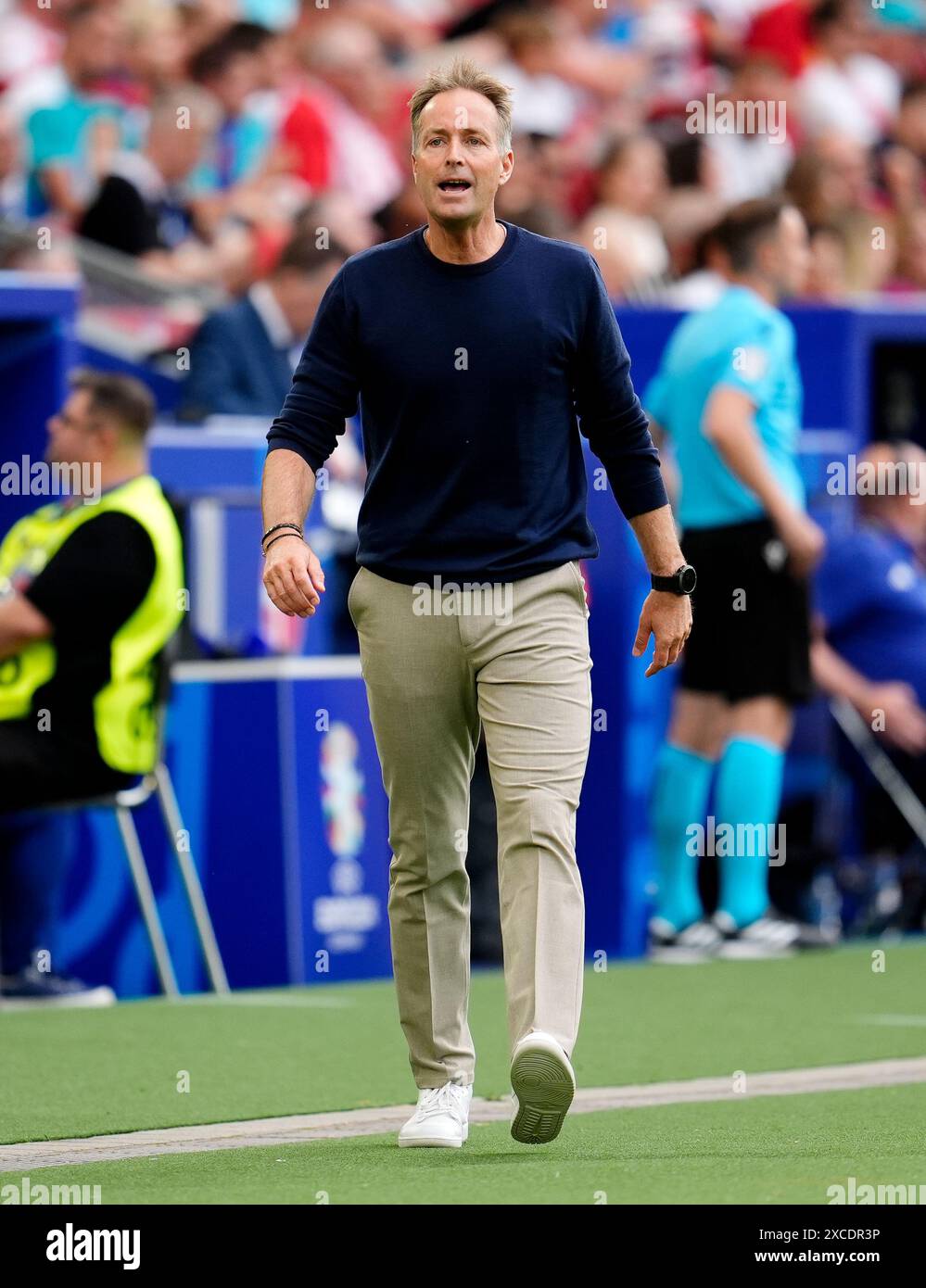 Denmark manager Kasper Hjulmand on the touchline during the UEFA Euro ...