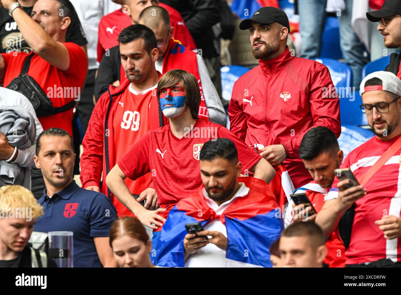 GELSENKIRCHEN - Serbia fans during the UEFA EURO 2024 group C match ...