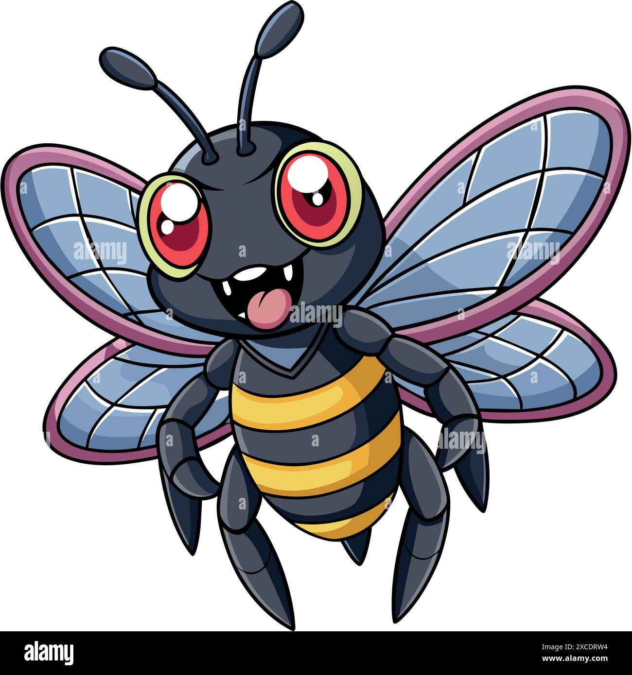 Black Wasp bug screams vector kawaii. AI generated image. Clipart ...