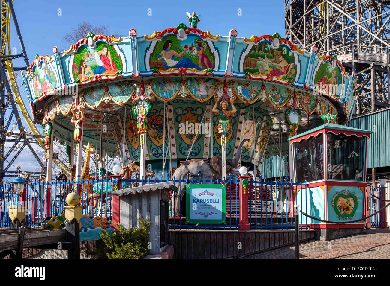Karuselli, a German carousel build in 1896, the oldest ride Linnanmäki ...