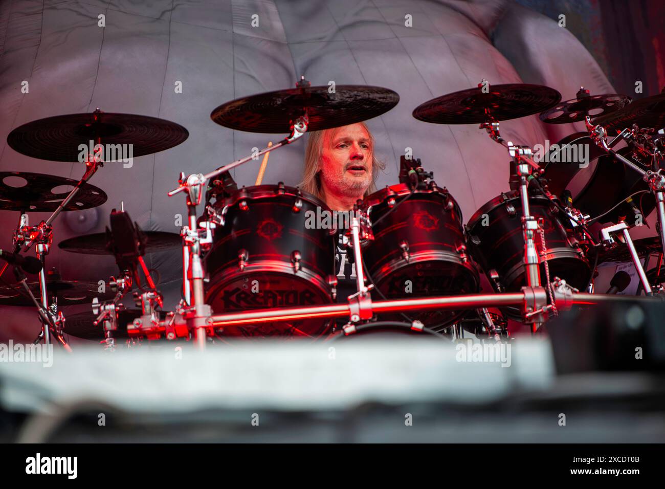 German trash metal band, Kreator, performing at the Rock Im Park ...