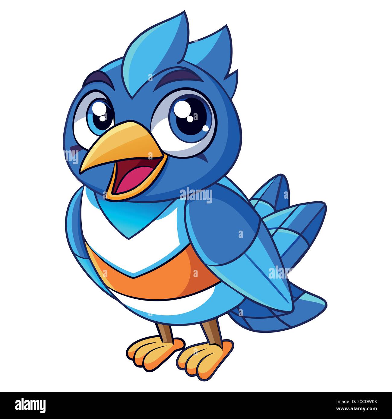 Blue Jay bird angry vector kawaii. AI generated image. Clipart cartoon ...