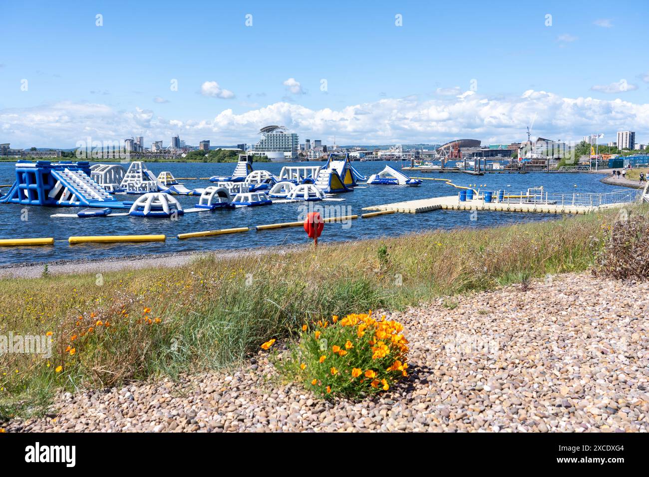 Aqua Park, Cardiff Bay, Cardiff, South Wales. The Cardiff Bay area is a ...