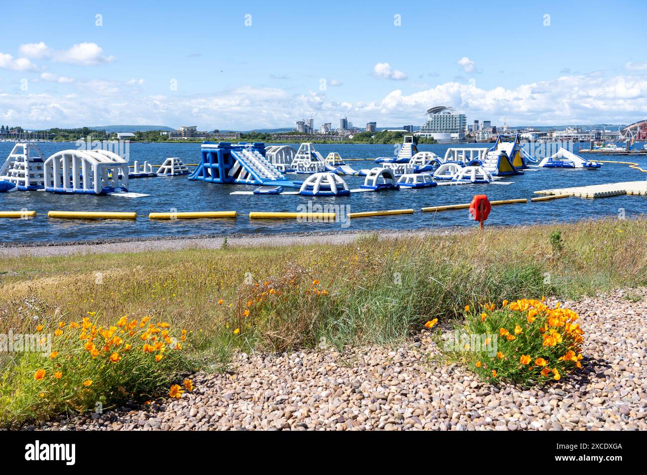 Aqua Park, Cardiff Bay, Cardiff, South Wales. The Cardiff Bay area is a ...