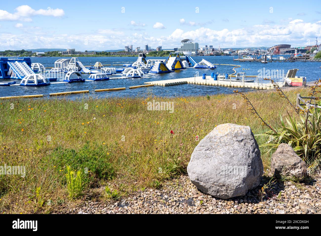 Aqua Park, Cardiff Bay, Cardiff, South Wales. The Cardiff Bay area is a ...