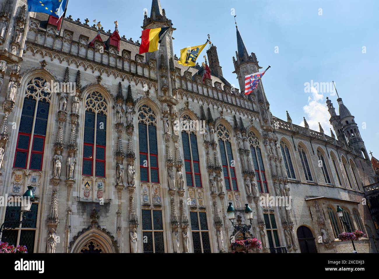 Town Hall in Burg Square, Bruges, Belgium.Bruges has most of its well ...