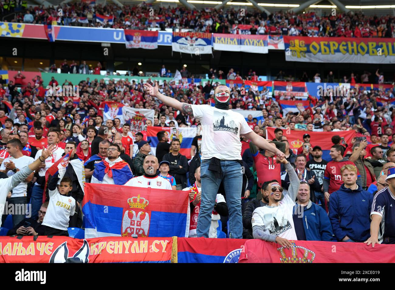 Serbia fans in the stands ahead of the UEFA Euro 2024 Group C match at ...