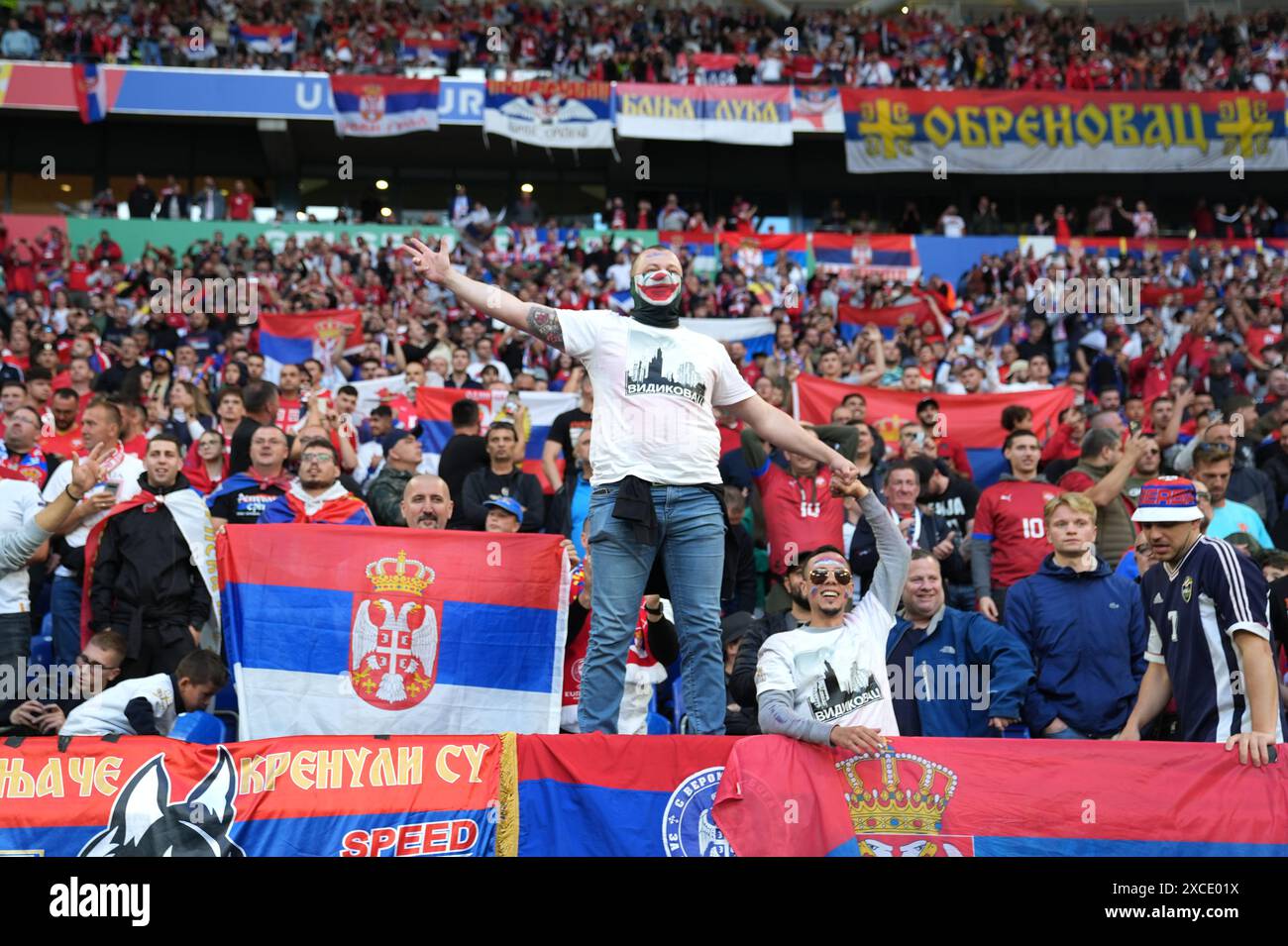 Serbia fans in the stands ahead of the UEFA Euro 2024 Group C match at ...