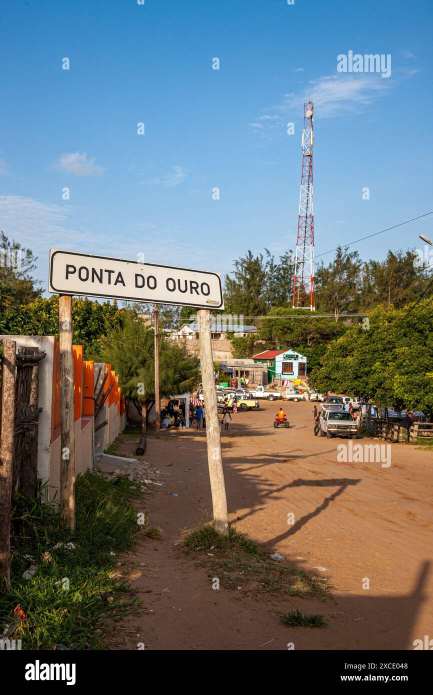 Mozambique, Maputo, Ponta do Ouro, Entrance of the small town Stock ...