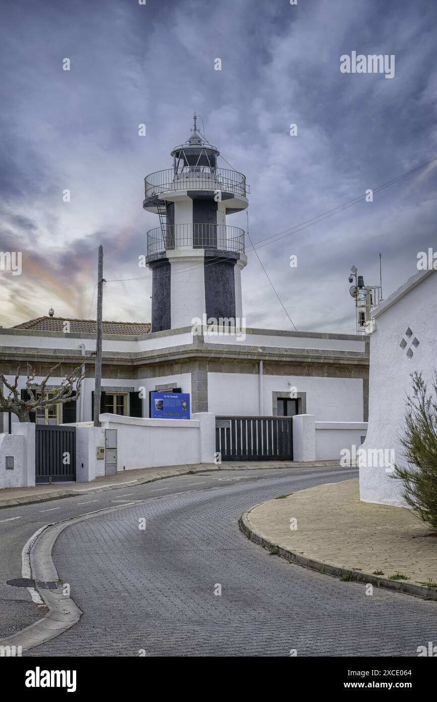 Close-up view of the historic Faro de Ciudadela lighthouse in Menorca ...