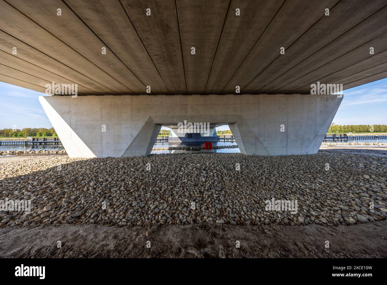new built concrete bridge with gravel Stock Photo - Alamy