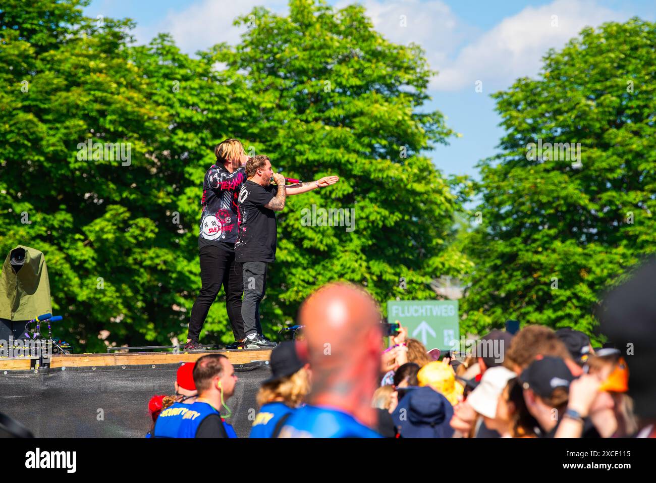 German metalcore band, Electric Callboy, performing at the Rock Im Park ...