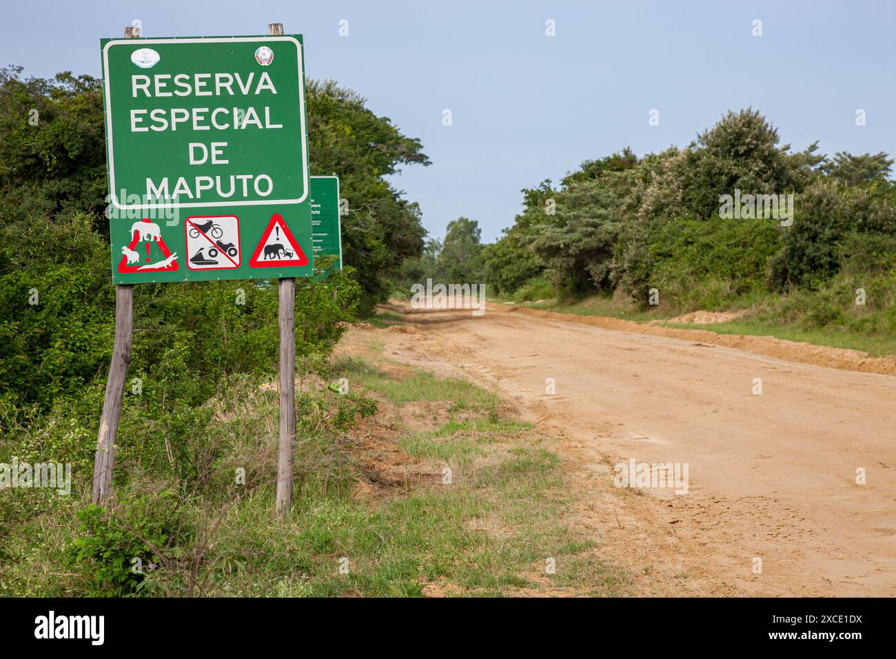 Mozambique, Maputo, Matutuine, Sign of the Reserva Especial de Maputo ...
