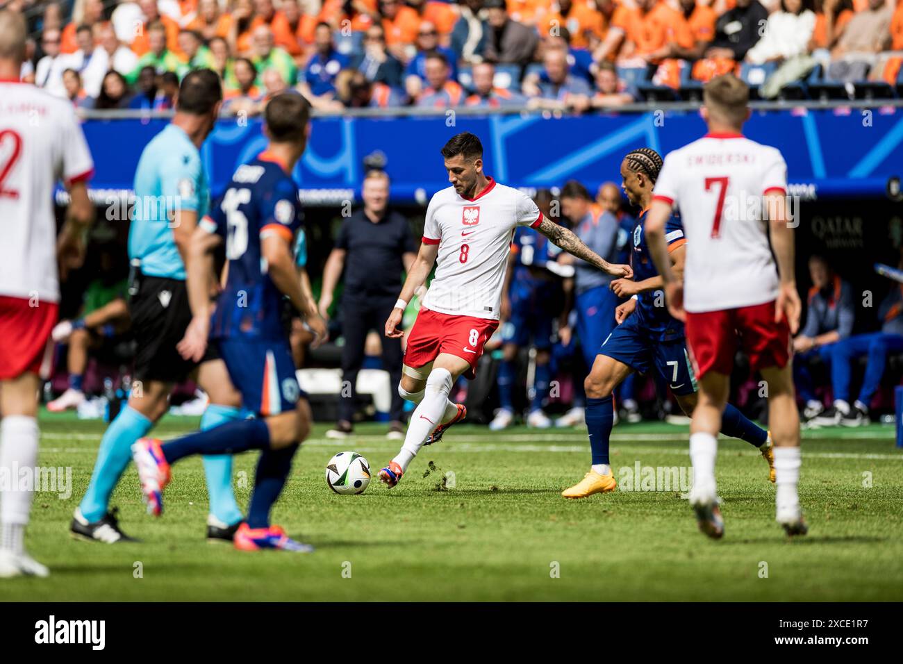 Hamburg, Germany. 16th June, 2024. Jakub Moder (8) of Poland seen ...