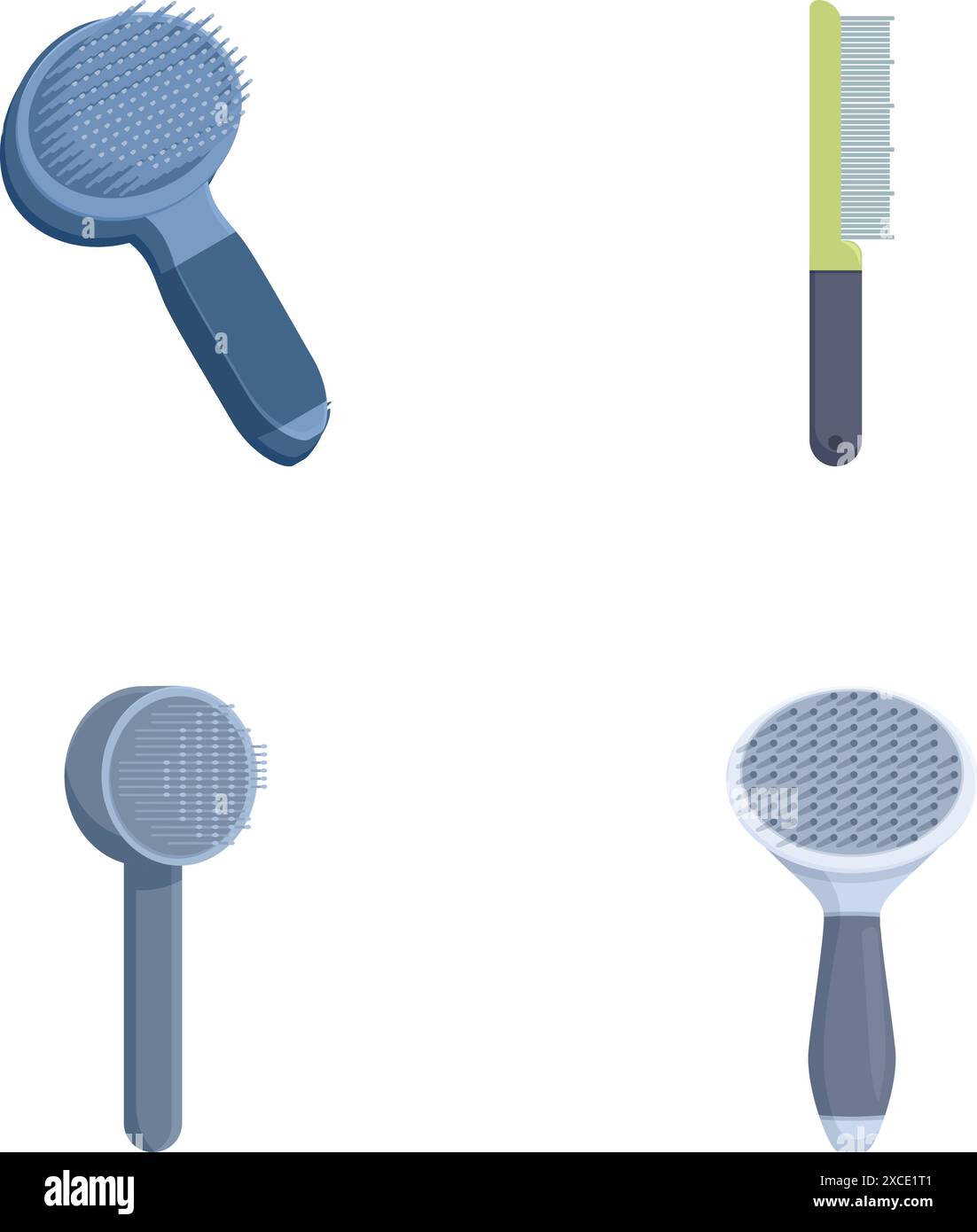 Collection of various hair brushes and combs in flat design, isolated ...
