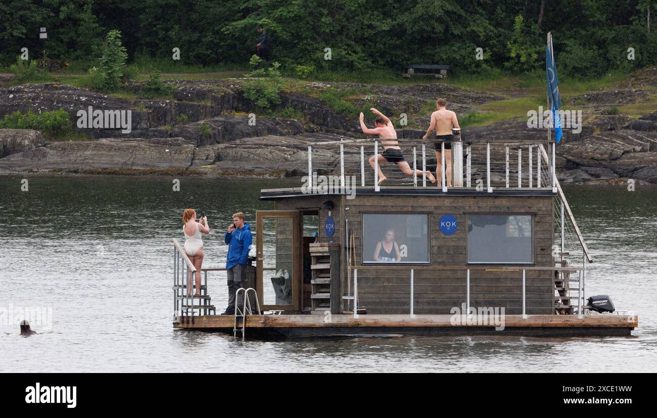 Oslo, Norway. 15th June, 2024. Floating Sauna Boat in Oslo harbour ...