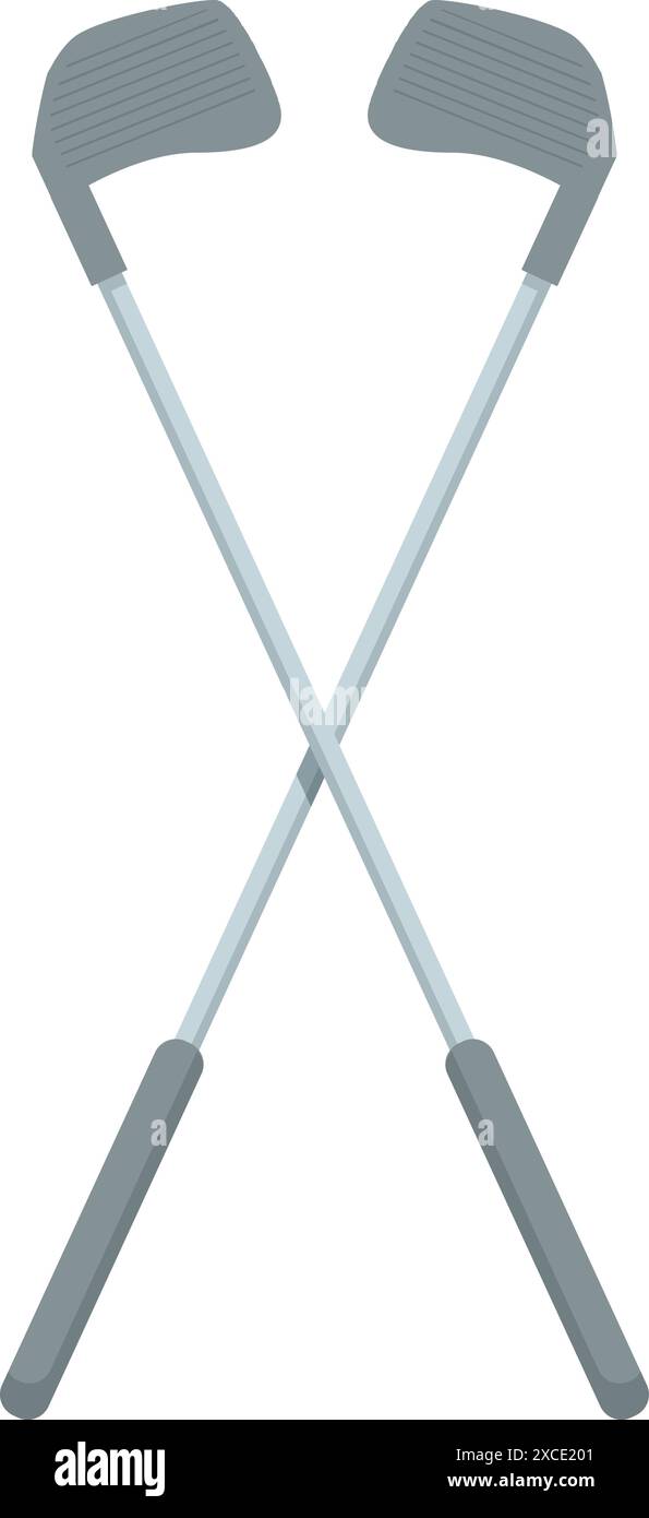 Two golf clubs crossing each other forming an x shape on white ...