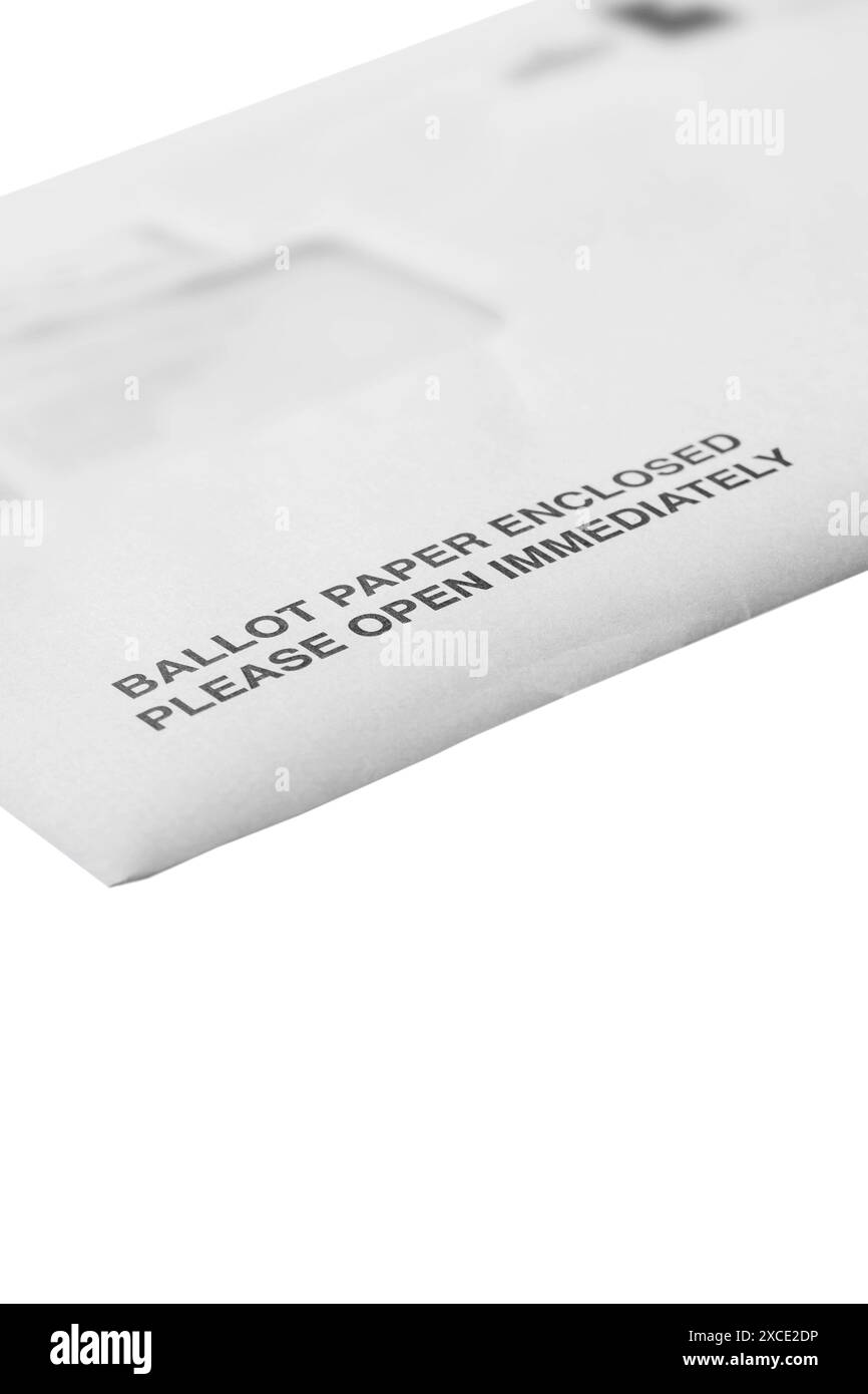 Ballot paper postal vote letter for the election in England. Isolated ...