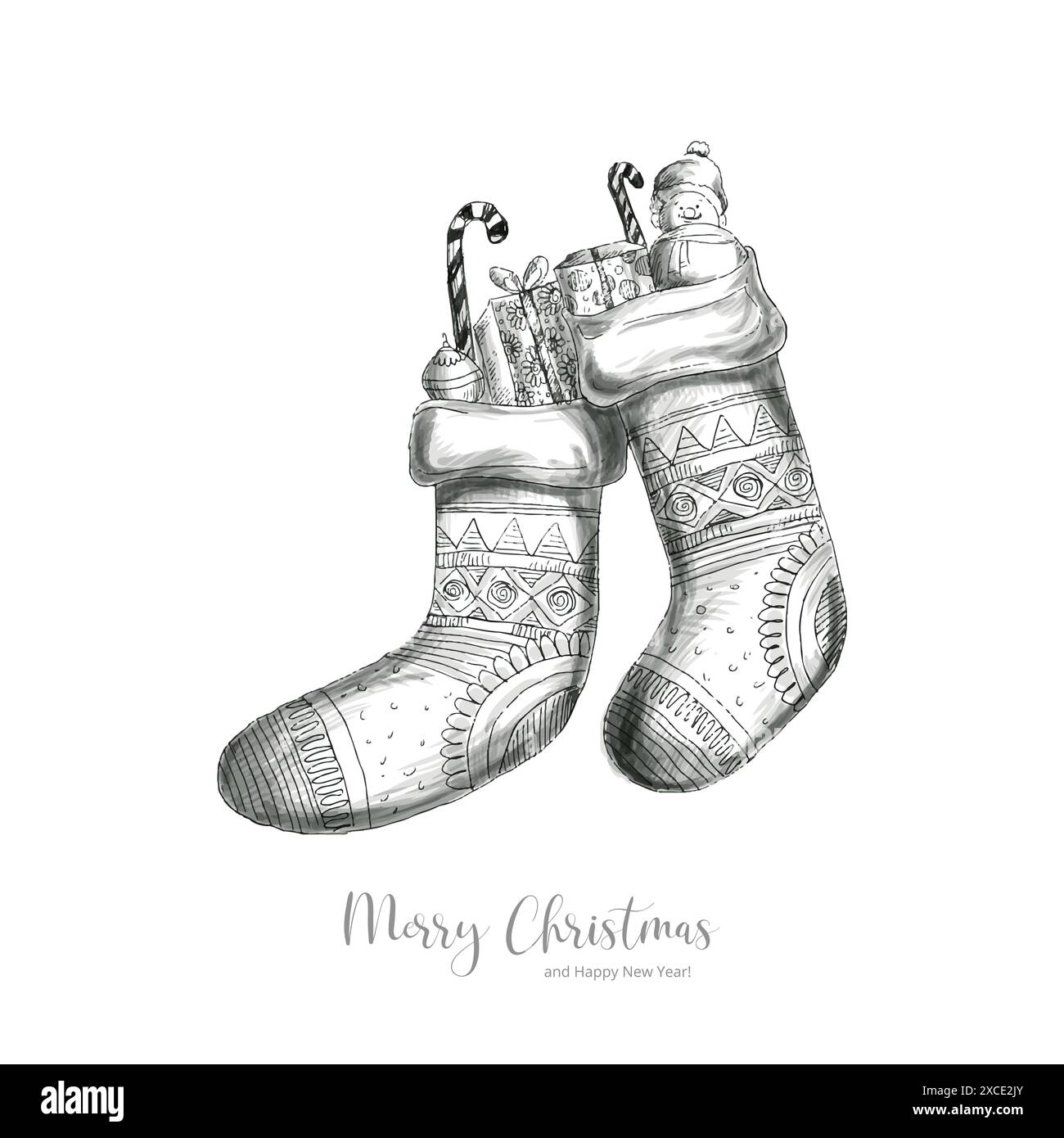 Hand draw christmas shocks sketch on white background Stock Vector ...