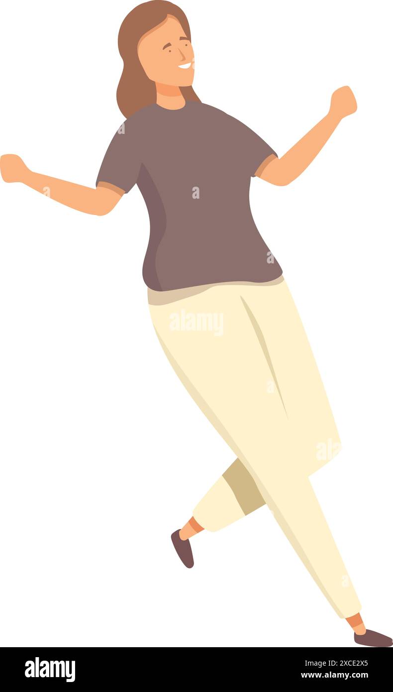 Young woman is happily walking, enjoying a carefree moment Stock Vector ...