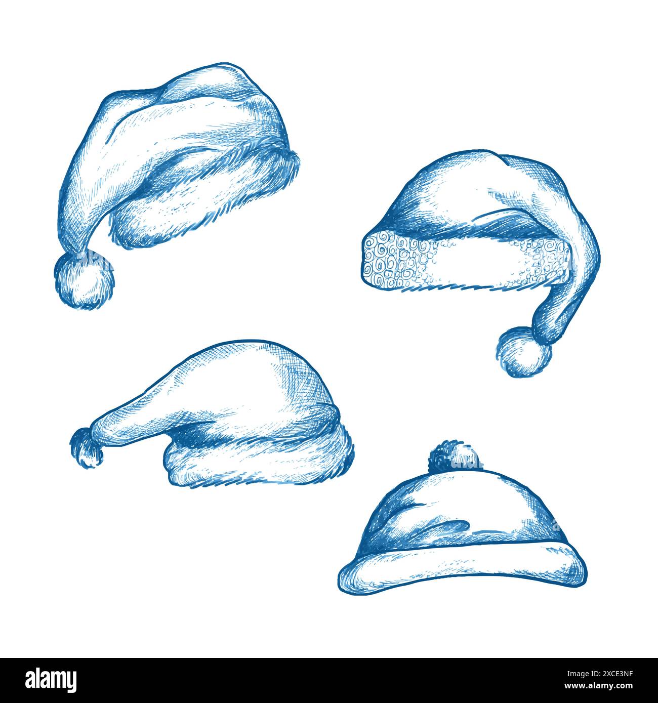 Santa claus hats sketch vector vectors hi-res stock photography and ...