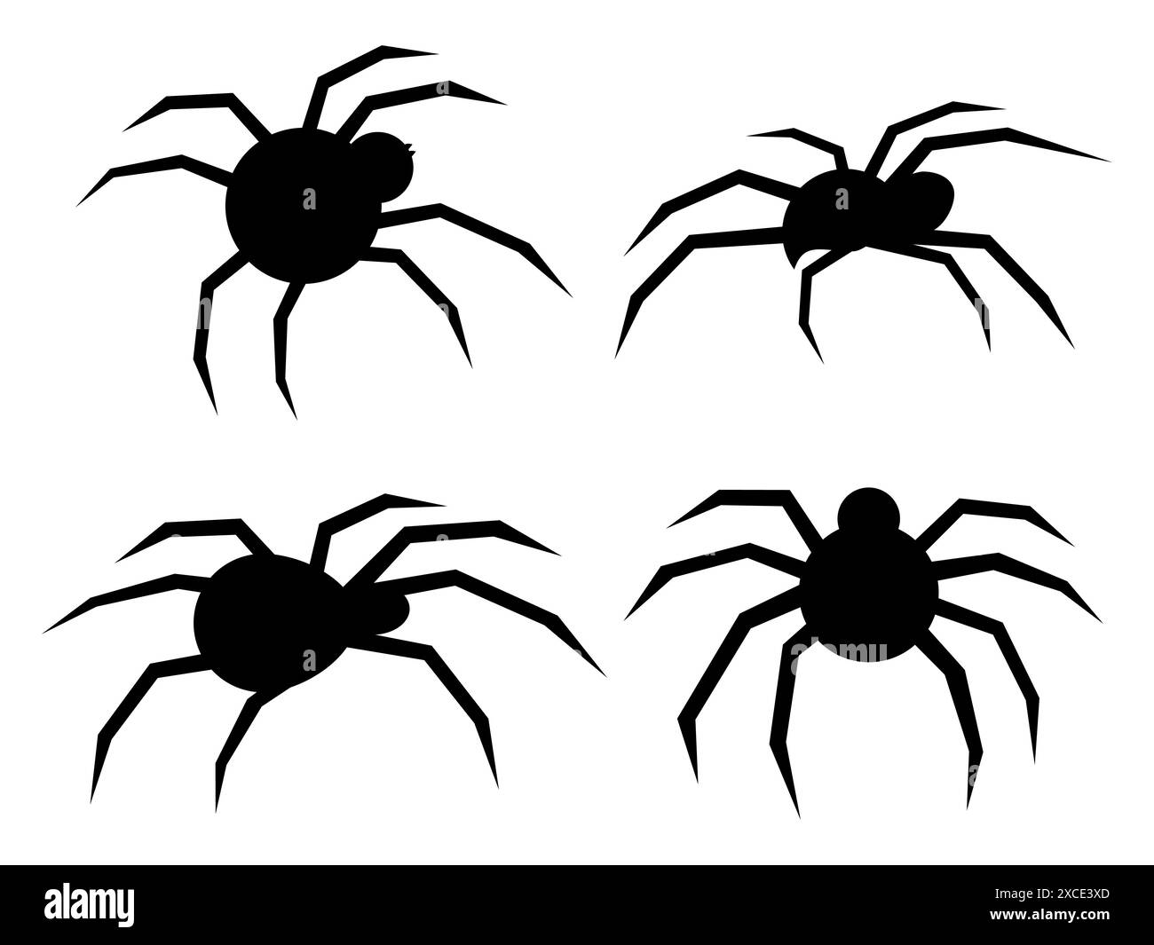 Black widow silhouette set. Silhouettes of spiders icon set on a white ...