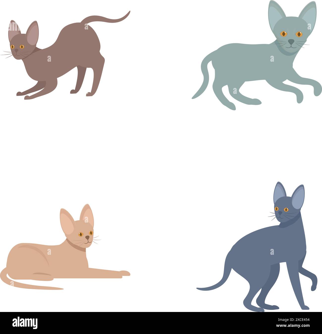 Adorable and playful assorted cartoon cat collection with various ...